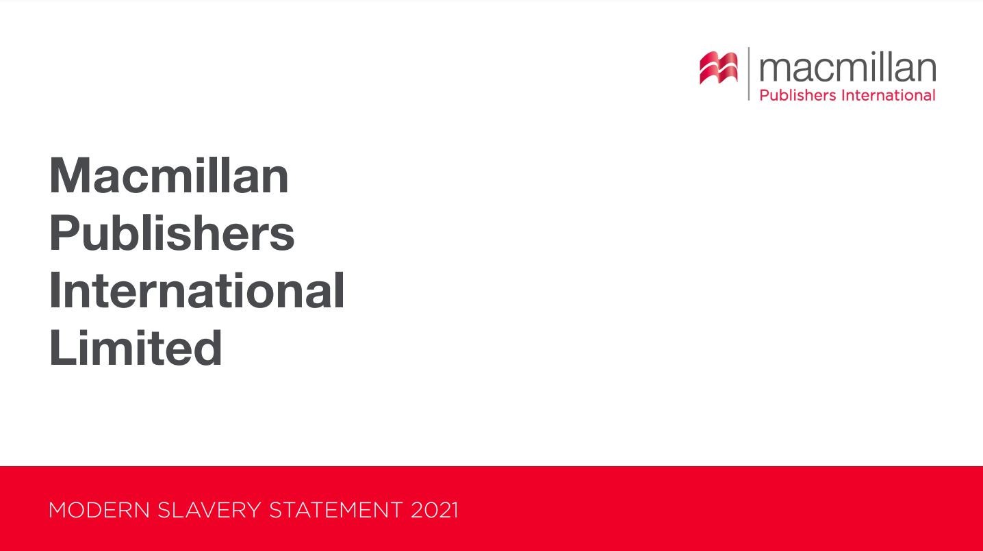 Macmillan's Modern Slavery Act Statement - Pan Macmillan Macmillan's Modern Slavery Act Statement - Pan Macmillan